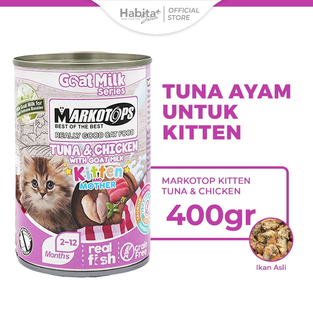 Jual Markotop Kaleng 400g Kitten Makanan kucing Basah goat milk tuna ...