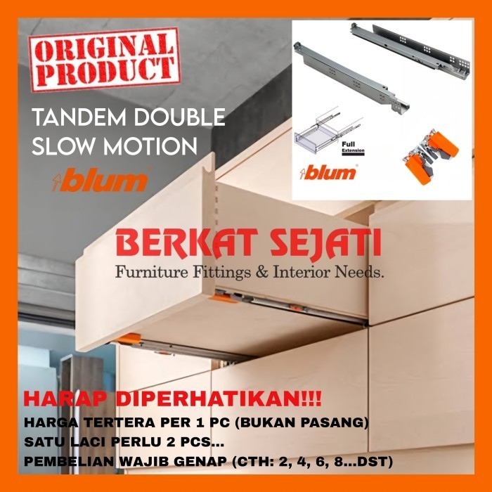 Jual Rel Laci Tandem BLUM 45 cm DOUBLE FULL EXTENSION Slowmotion Slow Soft Close 45cm | Shopee ...