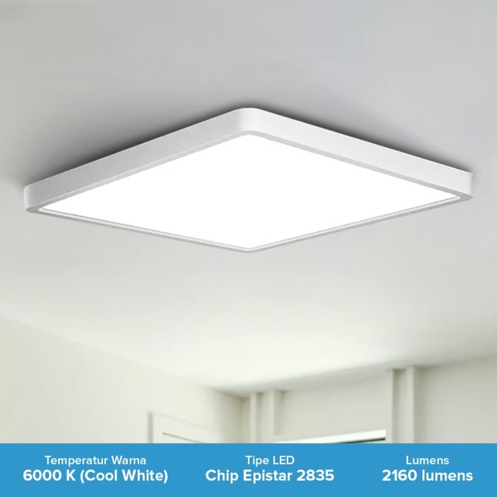 Jual Lampu Plafon Led Ceiling Light 24w 30x30 Cm Cool White BQ | Shopee ...