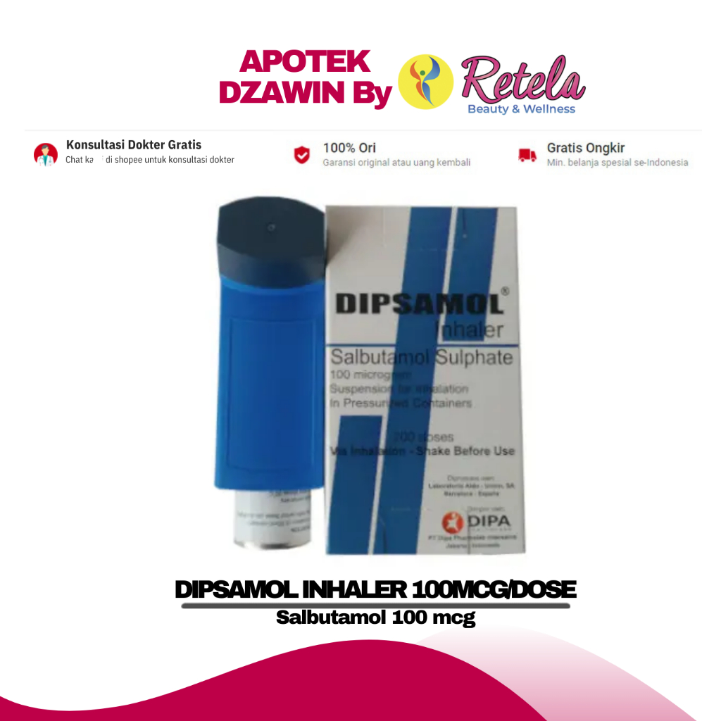 Jual DIPSAMOL INHALER 100MCG /DOSE X 200 DOSE / SALBUTAMOL / OBAT ASMA ...