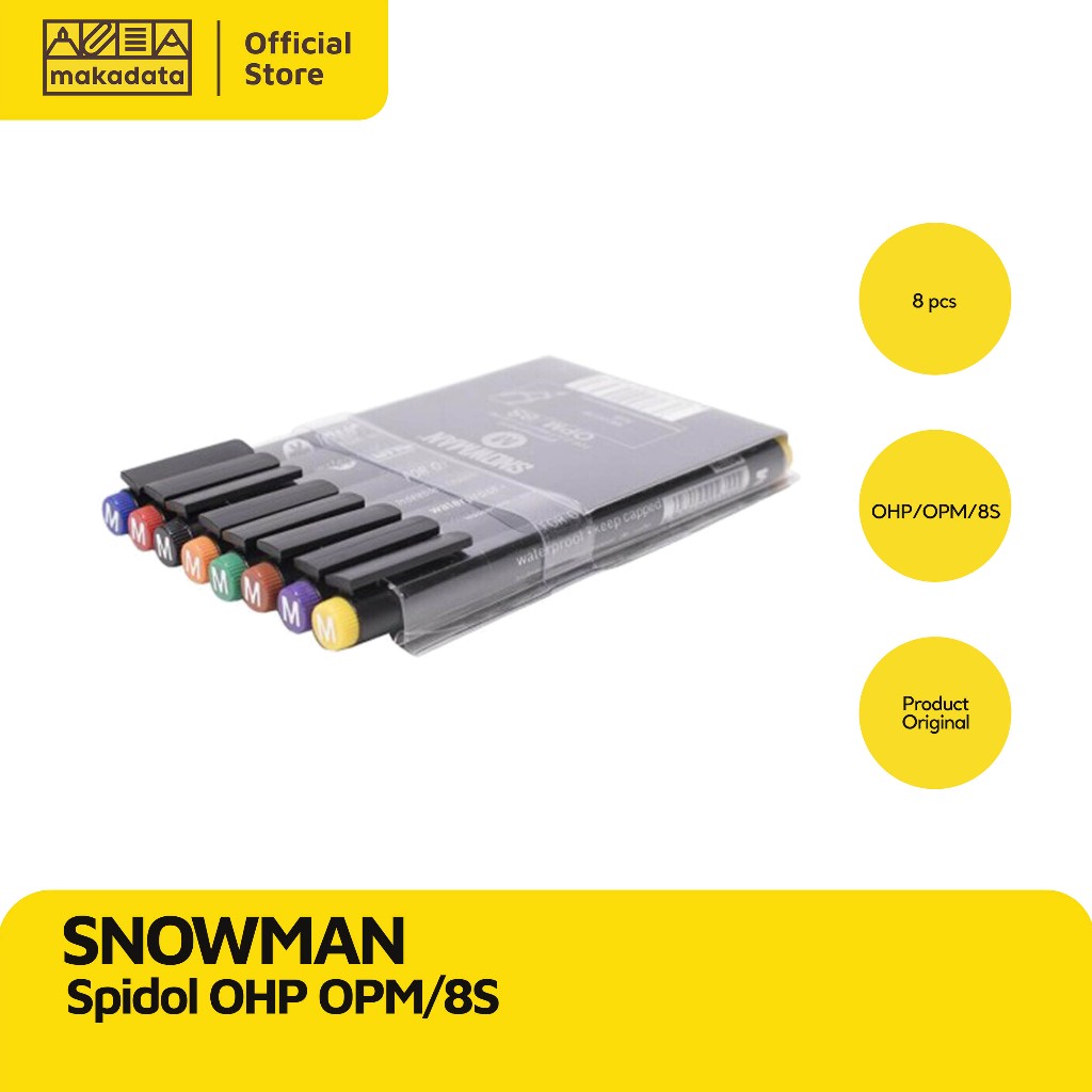 Jual SPIDOL SNOWMAN FINE OHP/OPM 8 WARNA MARKER (MEDIUM) MURAH | Shopee ...