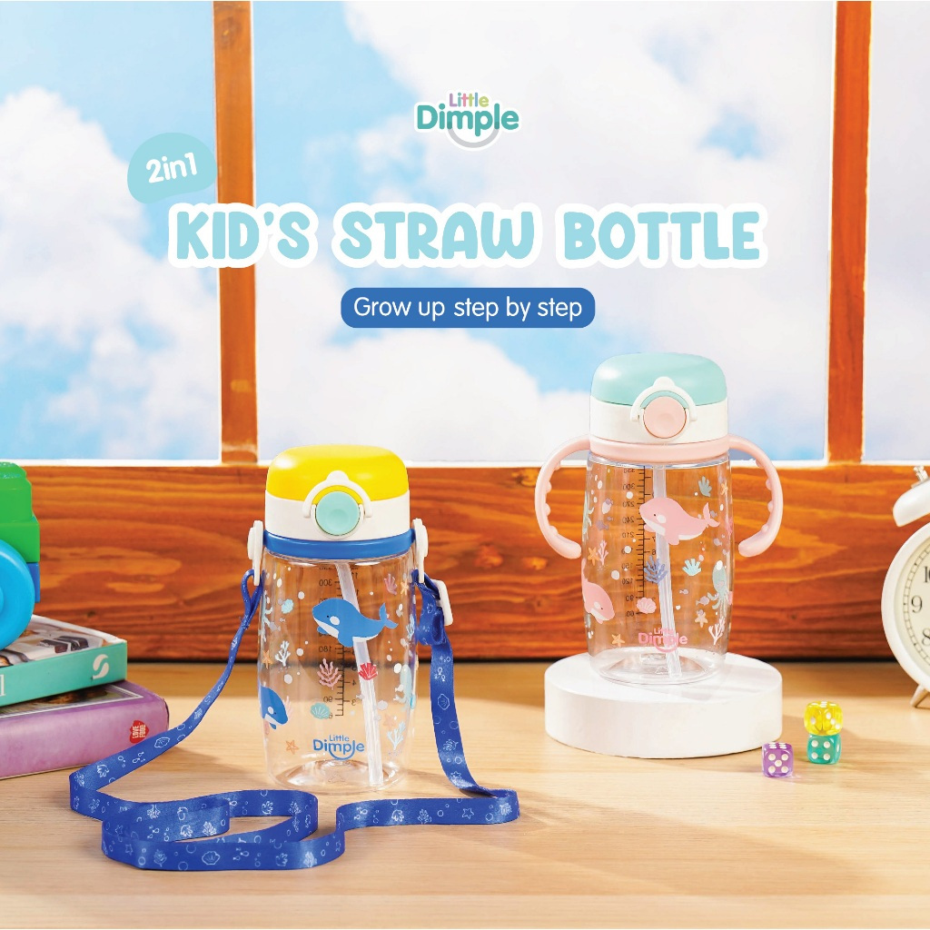 Jual Little Dimple Kid’s Straw Bottle / Botol Minum Anak + Tali Panjang ...