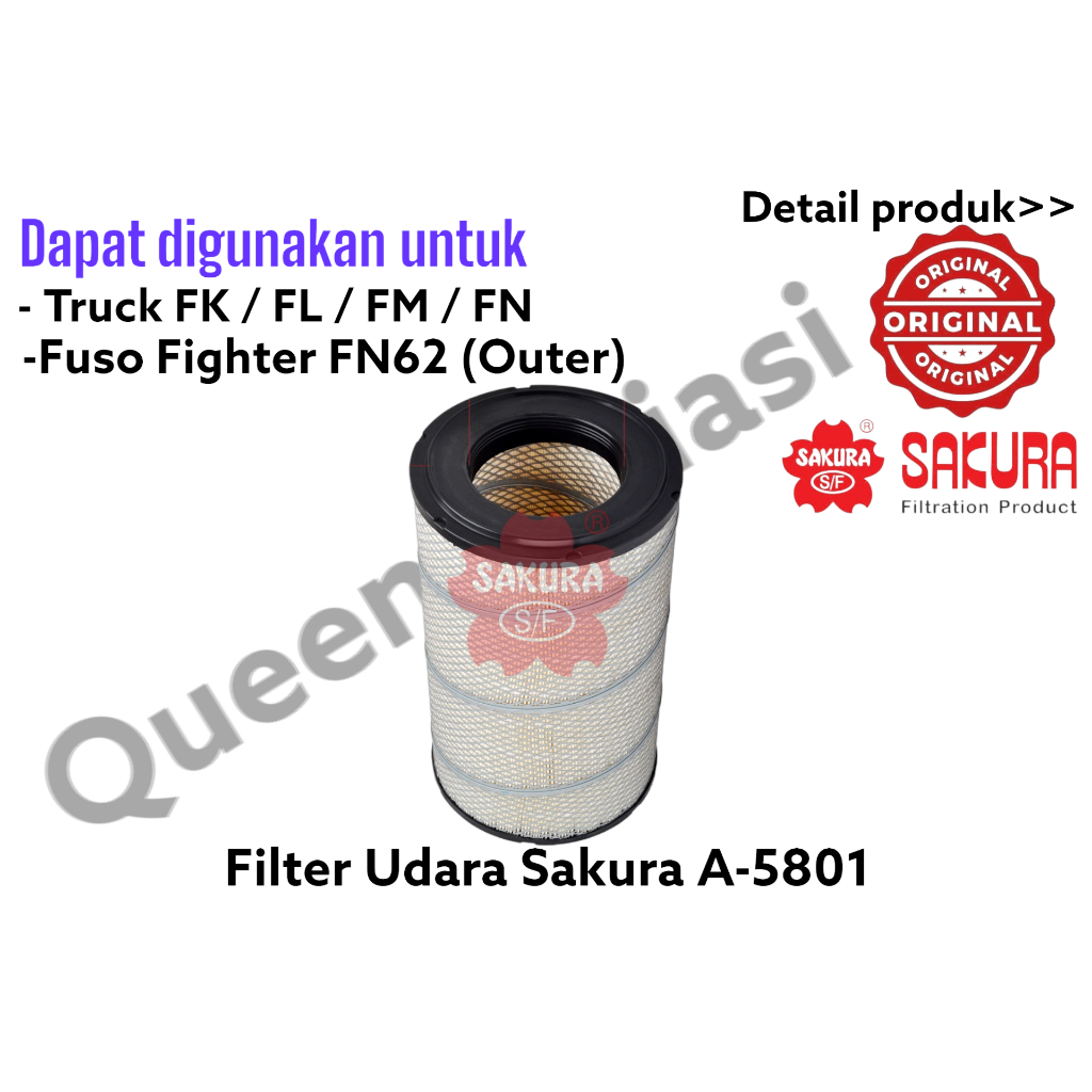Jual FILTER UDARA FUSO FIGHTER FN62 (OUTER) / TRUCK FK/FL/FM/FN SAKURA ...