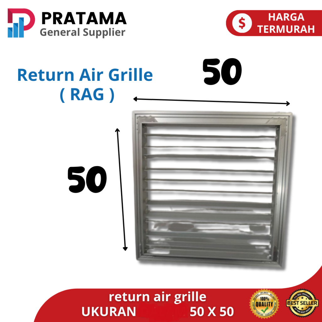 Jual RAG return air grille ukuran 50 X 50cm grill AC | surabaya ...