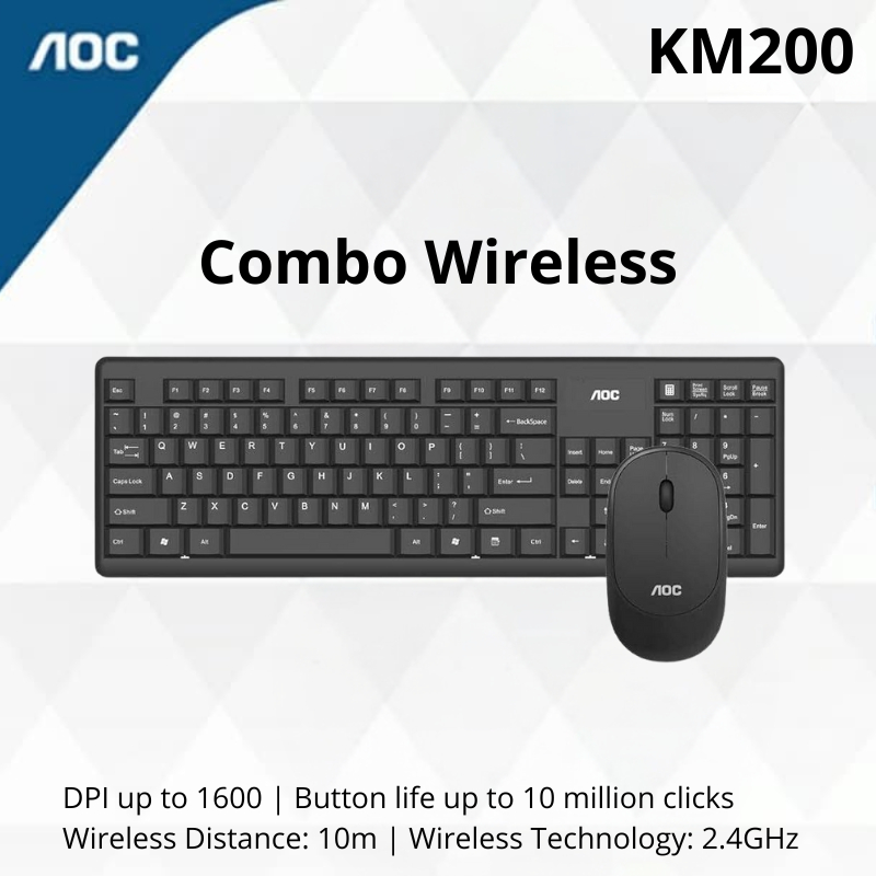 Jual Keyboard & Mouse AOC KM200 Combo Wireless Connection | Shopee ...