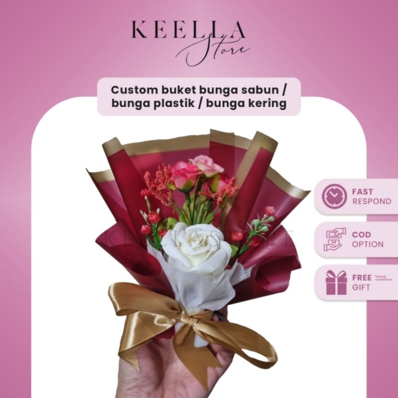 Jual Flower soap bouquet bunga sabun buket mix dengan bunga plastik ...