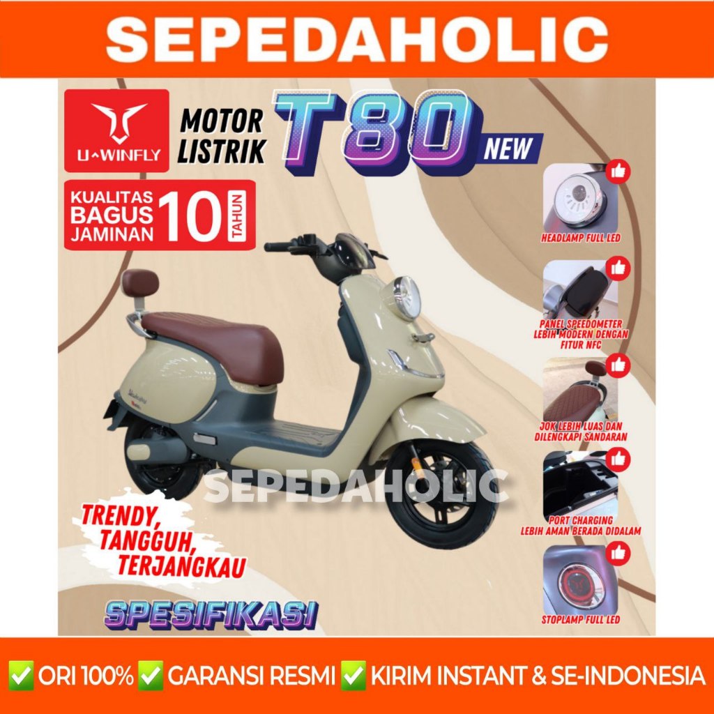 Jual Sepeda Motor Listrik UWINFLY T80 T 80 Electric Bike 1200 Watt ...