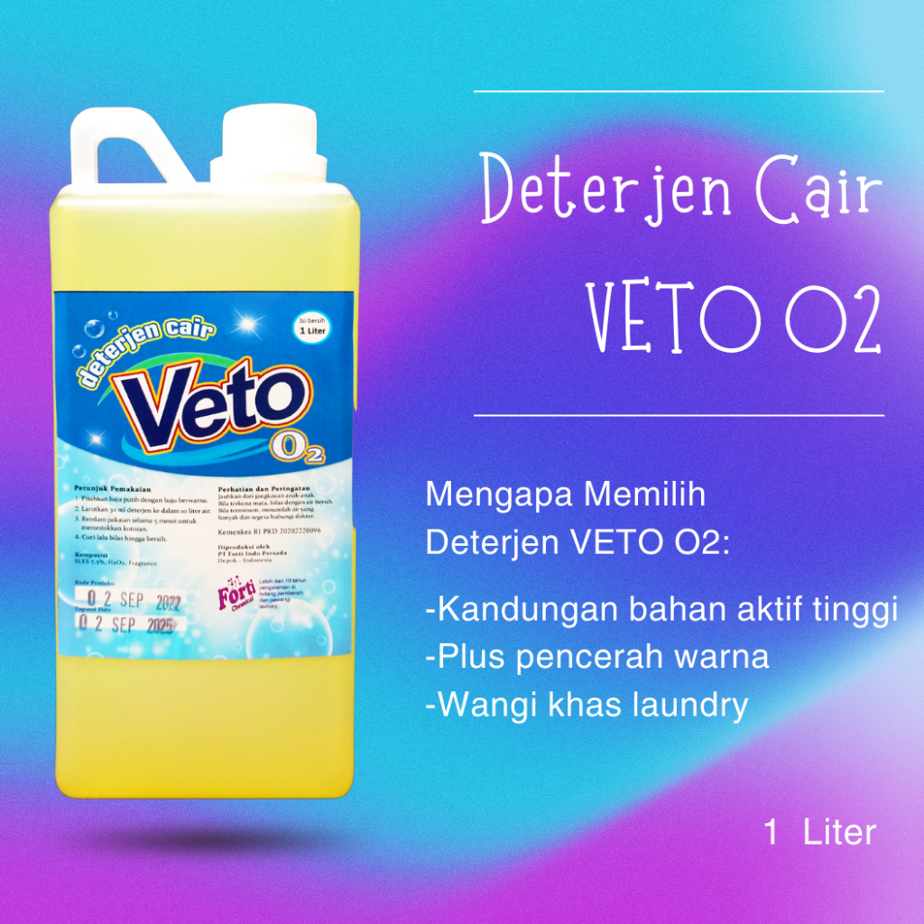 Jual VETO O2 Deterjen Laundry Cair 1 Liter - Botol | Shopee Indonesia