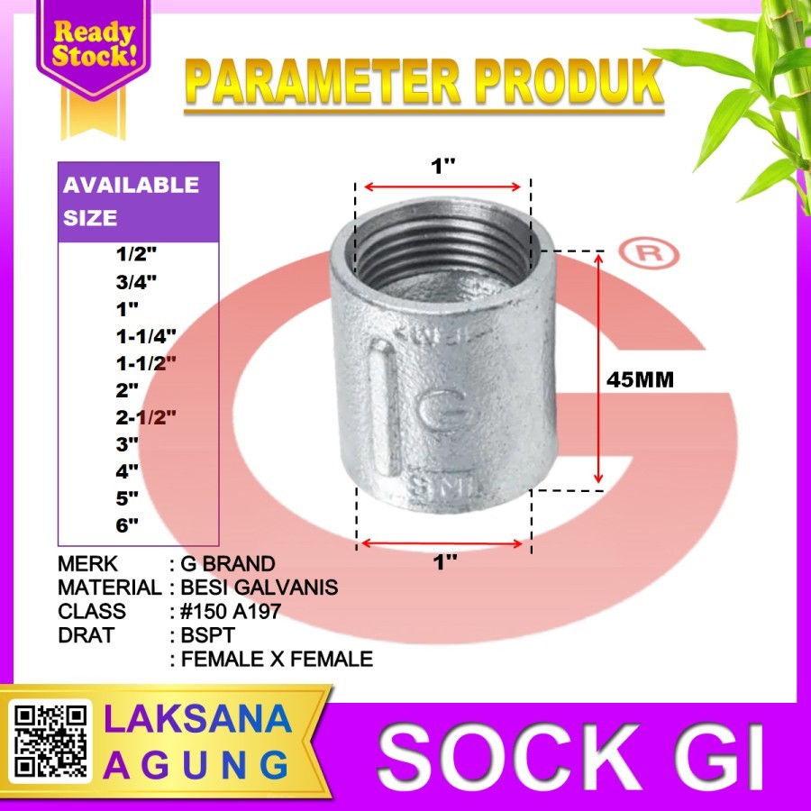 Jual Sok drat dalam 1 inch Besi | Socket drat Sock Drat Galvanis ...