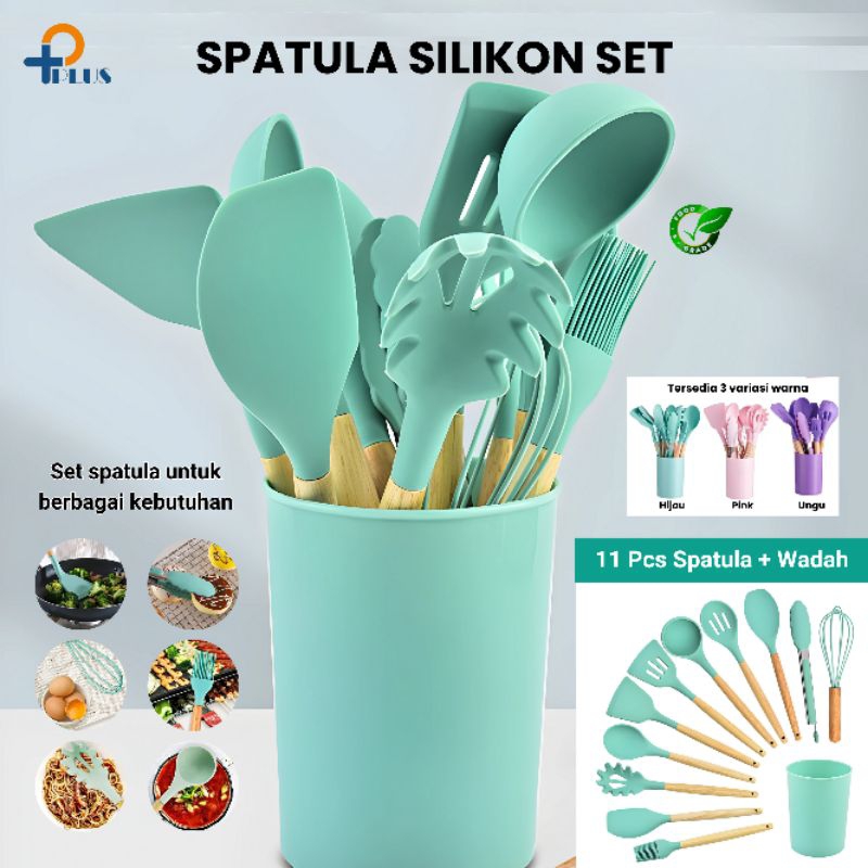 Jual [ Pplus ] Spatula Silicone Set 12Pcs Wadah / Spatula Silikon 12 ...