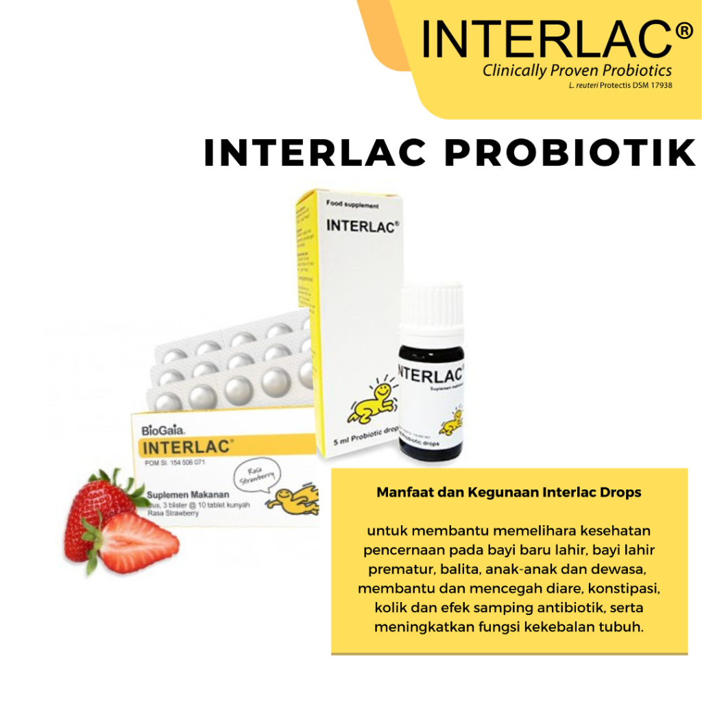 Jual BioGaia Interlac Probiotik / Interlac Tablet Hisap | Interlac Drop ...