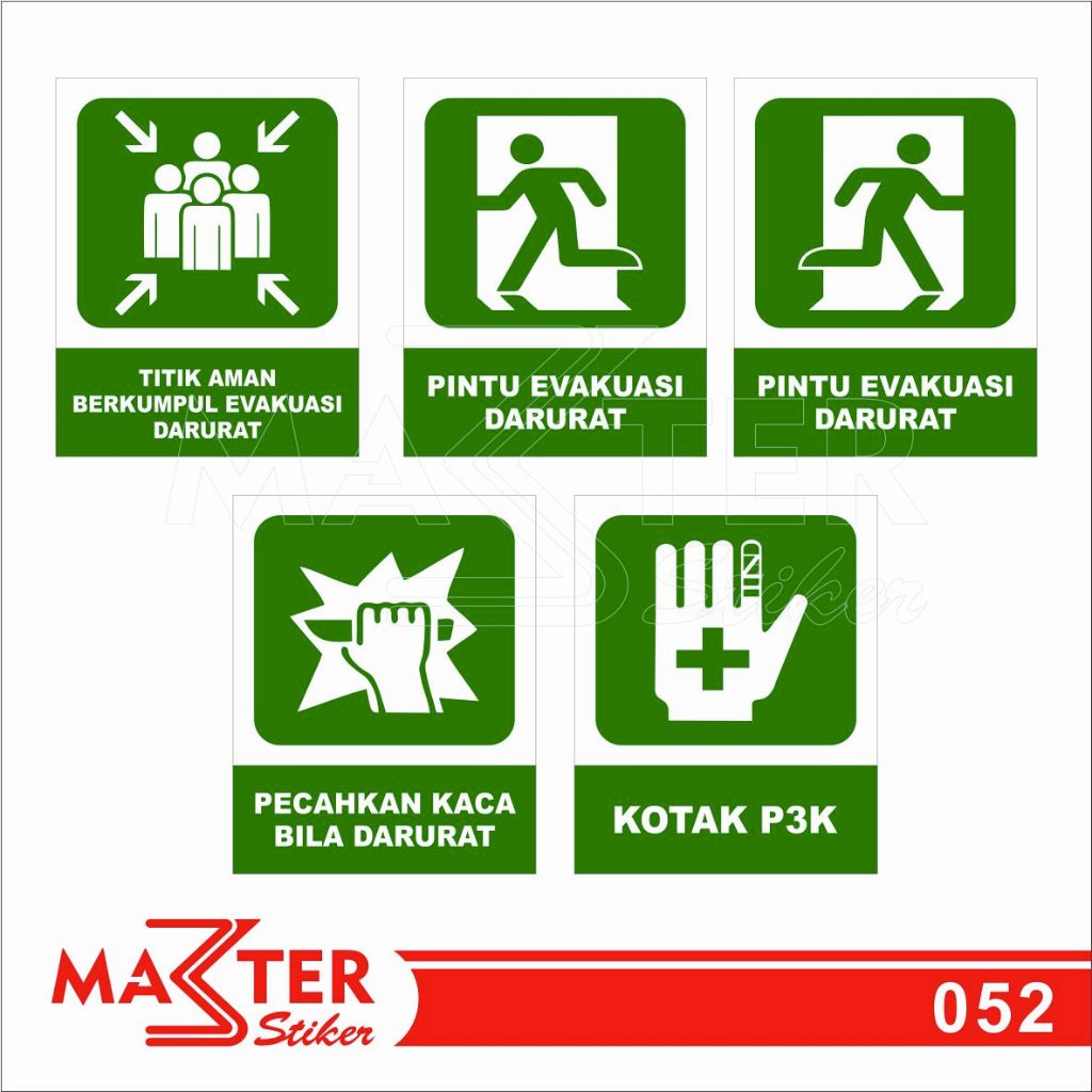 Jual 052 - Stiker Evakuasi Safety K3, Pintu Evakuasi Darurat, Kotak P3K ...