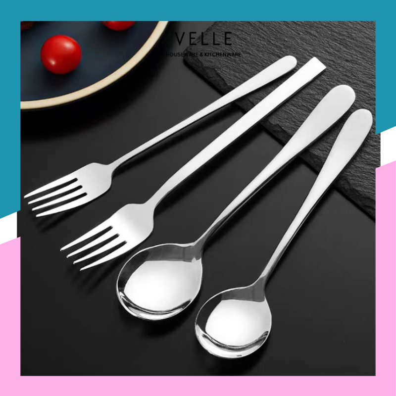 Jual VELLE Sendok dan Garpu / Sendok anti karat / Sendok Aesthetic/Set ...