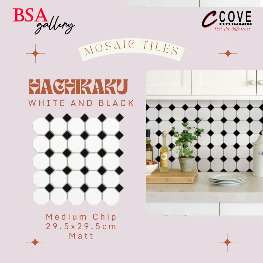 Jual MOSAIC TILES VICTORIAN STYLE BLACK WHITE KERAMIK MOZAIK LANTAI ...