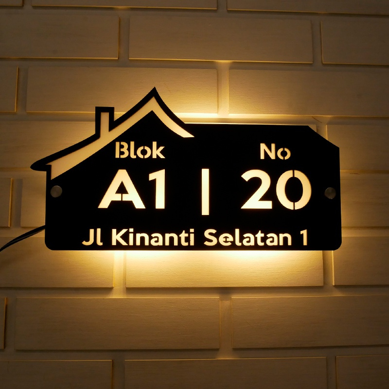 Jual Nomor Rumah Lampu Akrilik LED Papan Nama Toko Coffee Akrilik Nomer ...