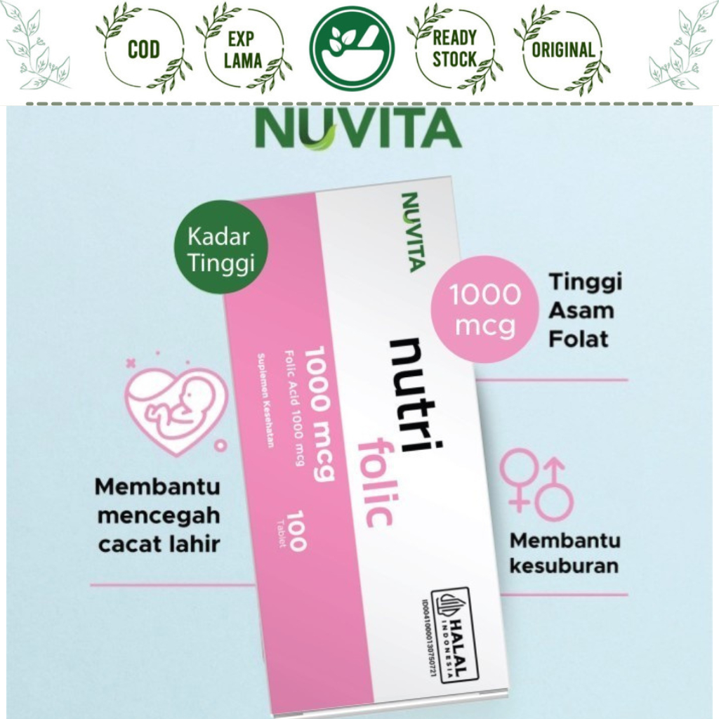 Jual 1 STRIP NUVITA NUTRI FOLIC ACID 1000MCG 10 TABLET ASAM FOLAT IBU ...