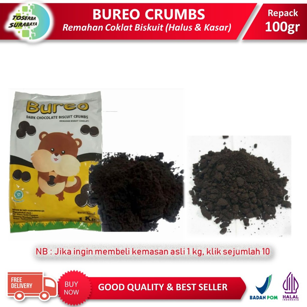 Jual Remahan Coklat Biskuit BUREO CRUMB (Repack 100gr) - Untuk Topping ...