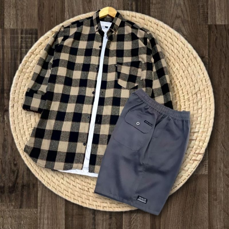 Jual Terlaris Paket Hemat Setelan Cowok ONE SET Pria Kemeja Flanel ...