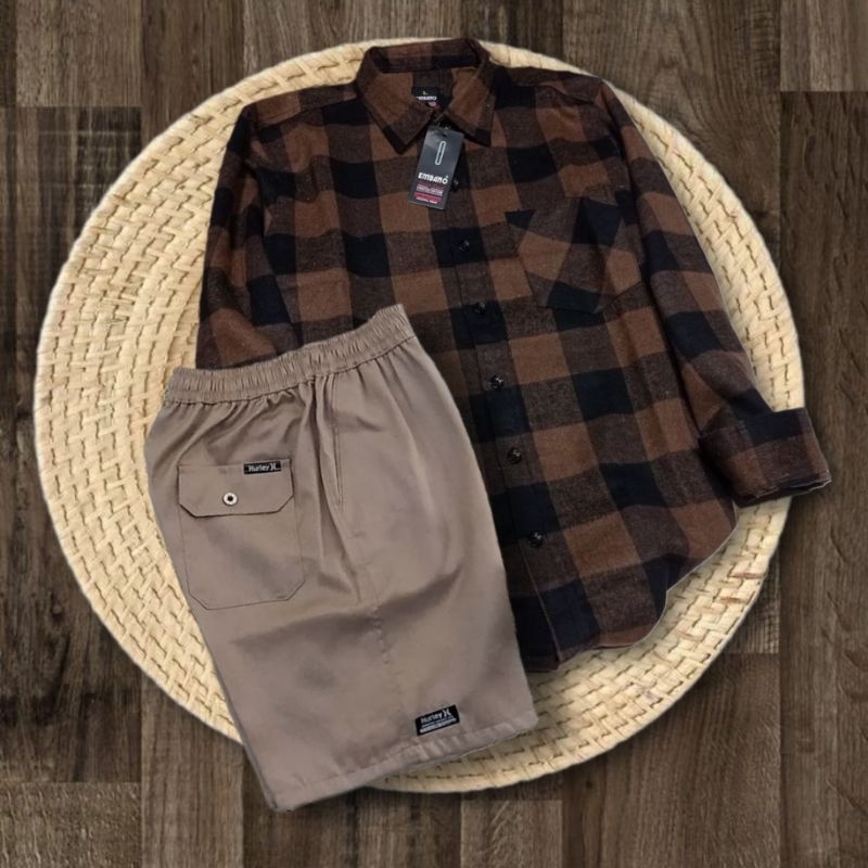 Jual Terlaris Paket Hemat Setelan Cowok ONE SET Pria Kemeja Flanel ...