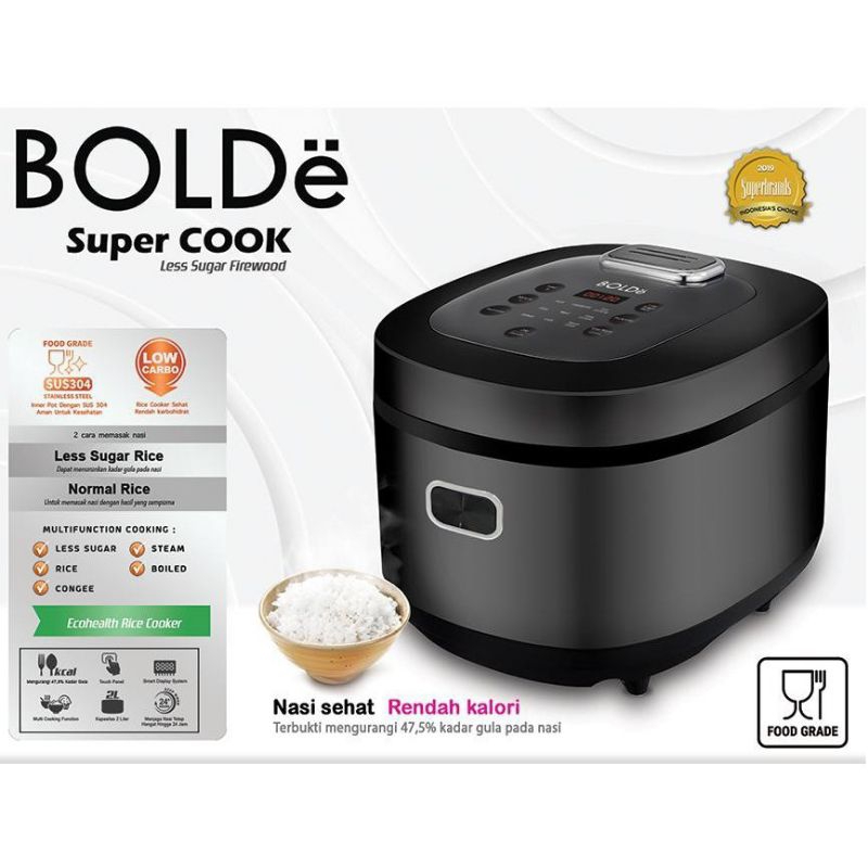 Jual BOLDE Super Rice Cooker Digital Cook Less Sugar Firewood 2 Liter ...