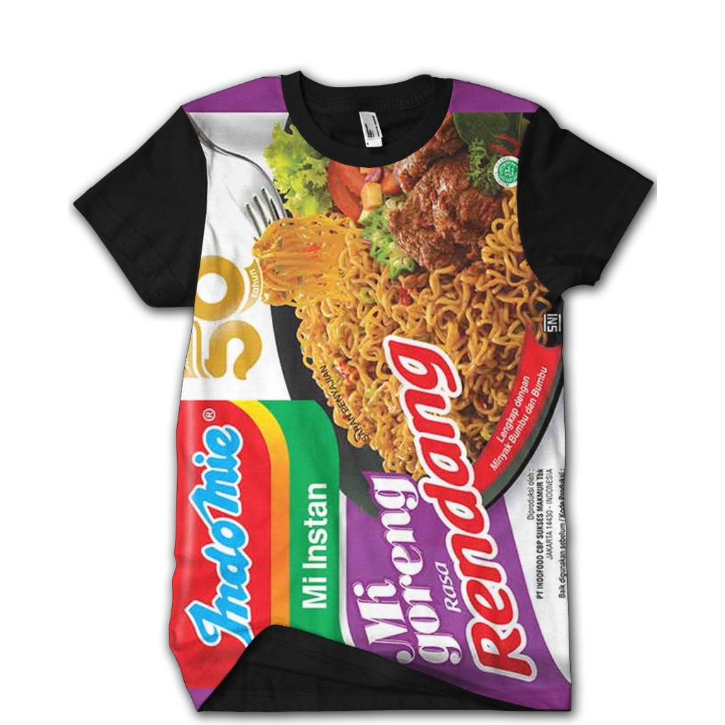 Jual KAOS INDOMIE MIE INSTAN RENDANG 3D FULLPRINT MOTIF INDOMIE RENDANG ...