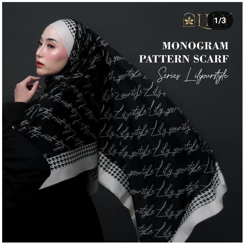 Jual (LY) Monogram Pattern Scraf LY Jilbab Voal Branded Premium ...
