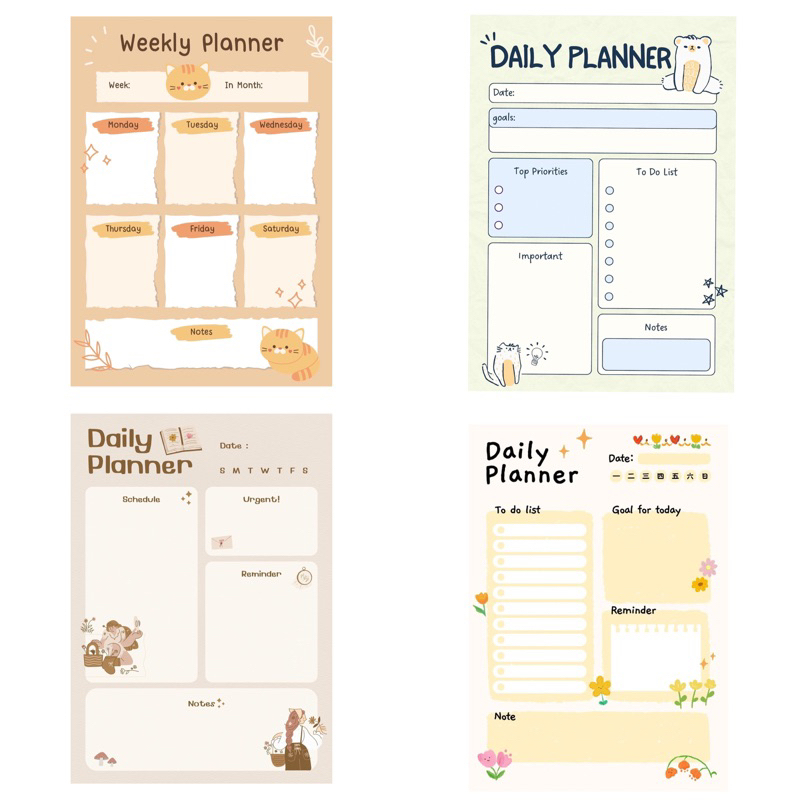 Jual 30 lembar memo notes daily planner / weekly planner | Shopee Indonesia