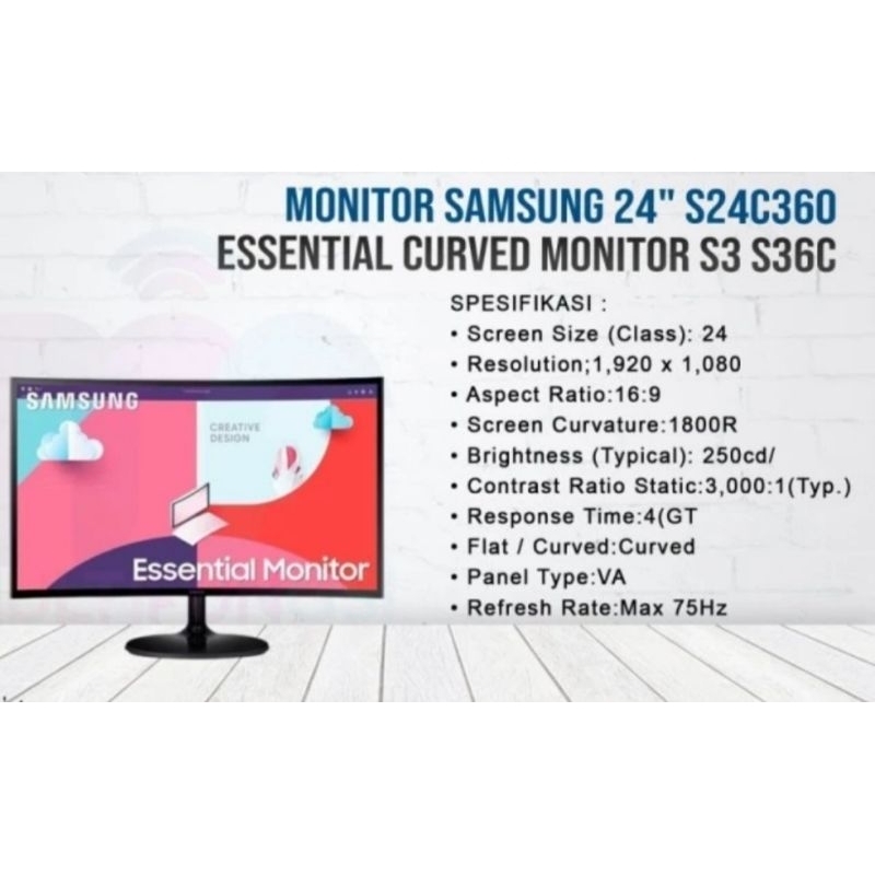 Jual MONITOR LED SAMSUNG S24C366 24" CURVED FHD freesync | Shopee Indonesia