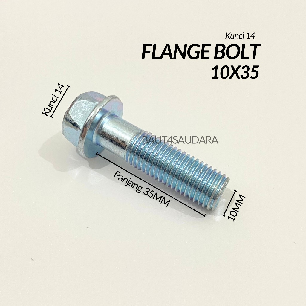 Jual Baut Flange Bolt M10 10x35 Kunci 14 Putih | Shopee Indonesia