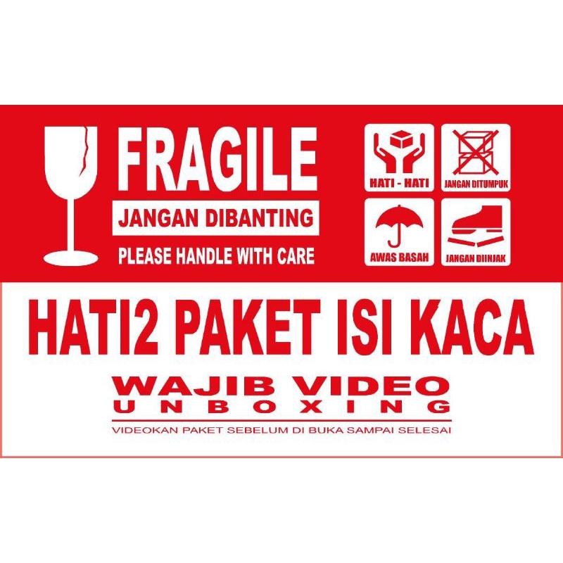 Jual STIKER FRAGILE MERAH KACA JAMAN NOW MERAH PUTIH PECAH BELAH ...