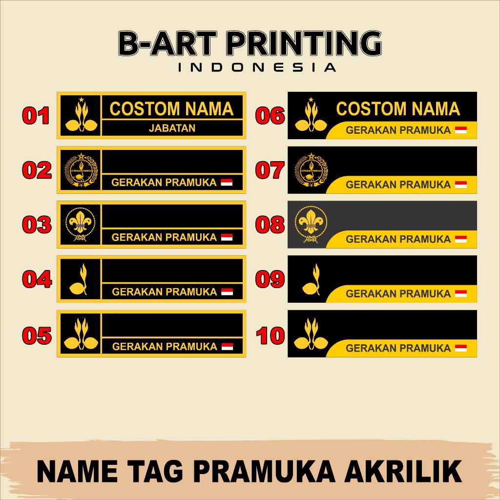 Jual Nametag Arkrilik Pramuka Resin Name Tag Pramuka GOLD SILVER Nama ...