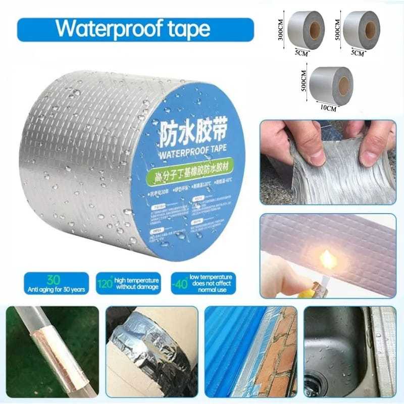 Jual Lakban Anti Bocor Lem Anti Air Aluminium Foil Butyl Super Waterproof Tape Tambal Silver ...