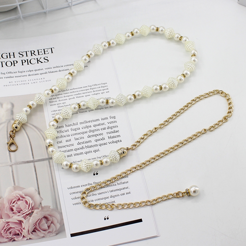 Jual Ikat Pinggang Wanita Mutiara Aksen Bunga Dress Gamis Aksesoris Sabuk Rantai Gaya Rumbai ...