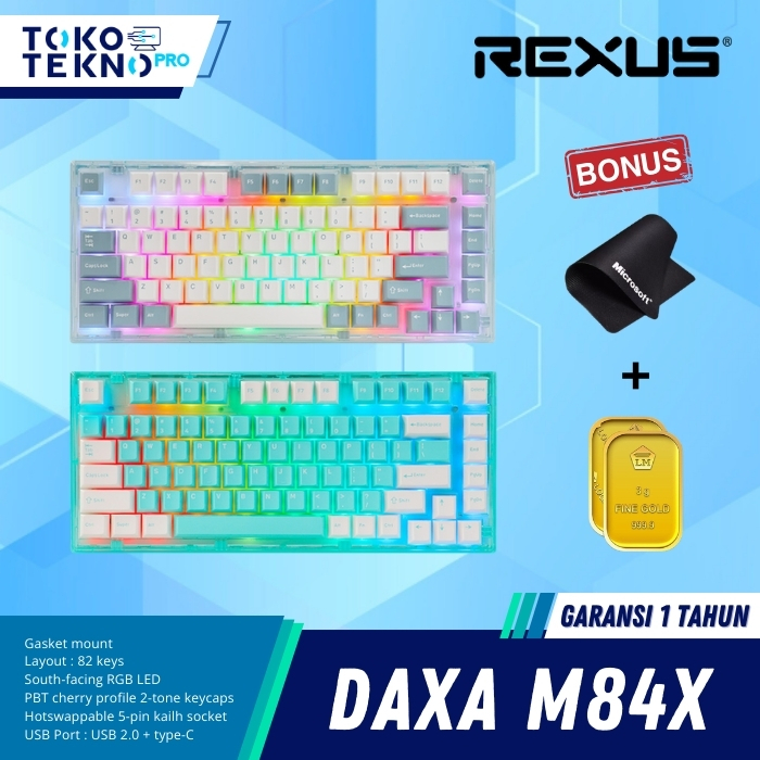 Jual Rexus Daxa M84X / M84-X / M84 X Ultimate Wireless Gaming Keyboard ...