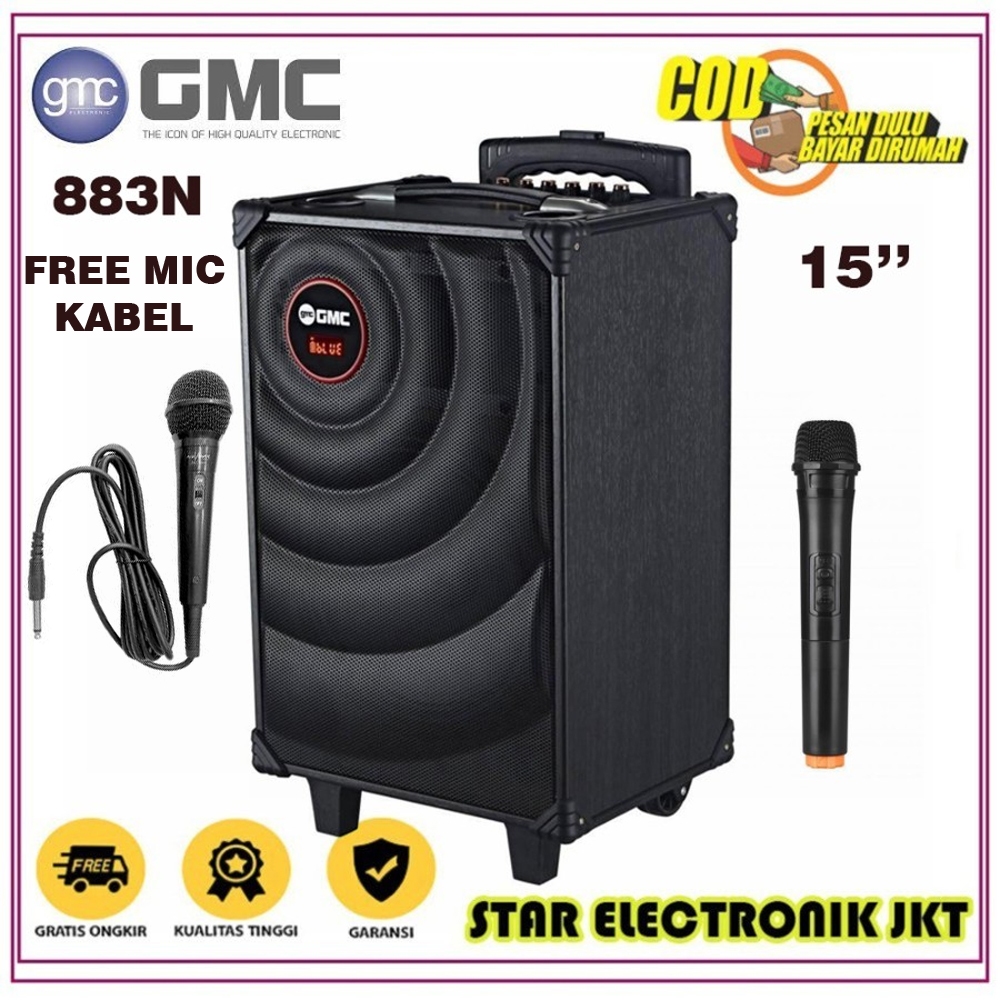 Jual Speaker Gmc 883N Portable Bluetooth Ukuran 15 Inch Free 1 Mic ...