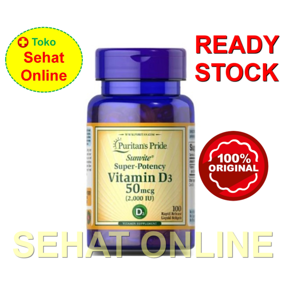 Jual Puritan's Pride Vitamin D3 2000 IU - 100 Softgels | Shopee Indonesia