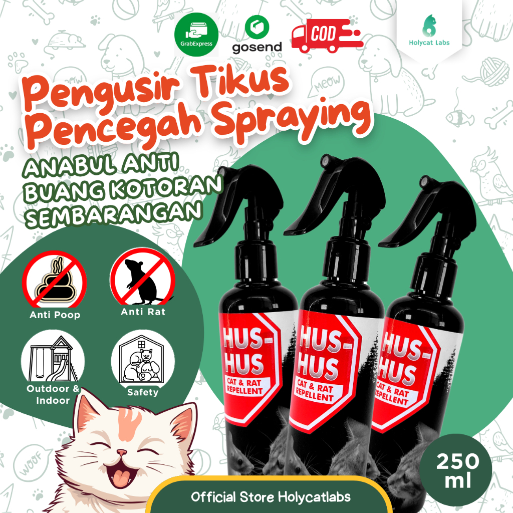 Jual [GROSIR] HUS HUS 250ml RAT CAT Repellent Disinfectant - Spray Anti ...