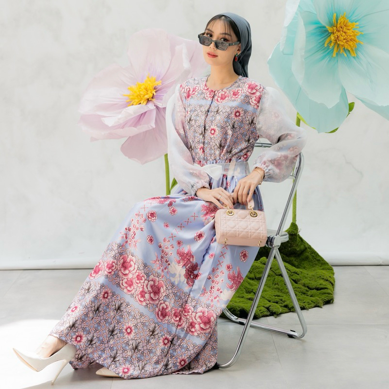 Jual #RayawithGANIYA LUNA RAYA DRESS ORGANZA BUNGA BUSUI FRIENDLY ...