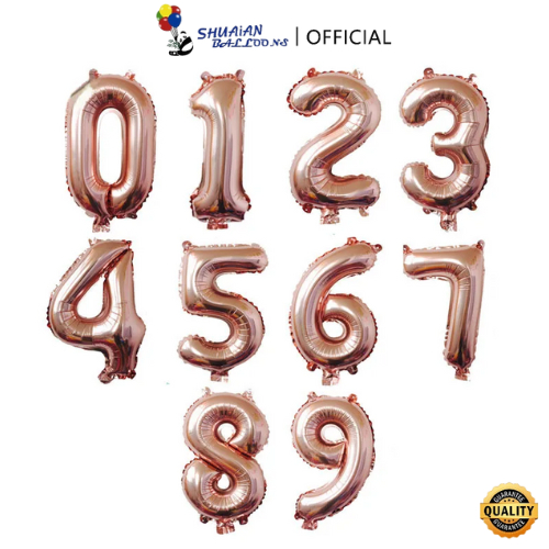 Jual SHUAIAN Balon Foil Angka Besar 32 inch Warna Rose Gold Number Foil Balloon Large Jumbo ...