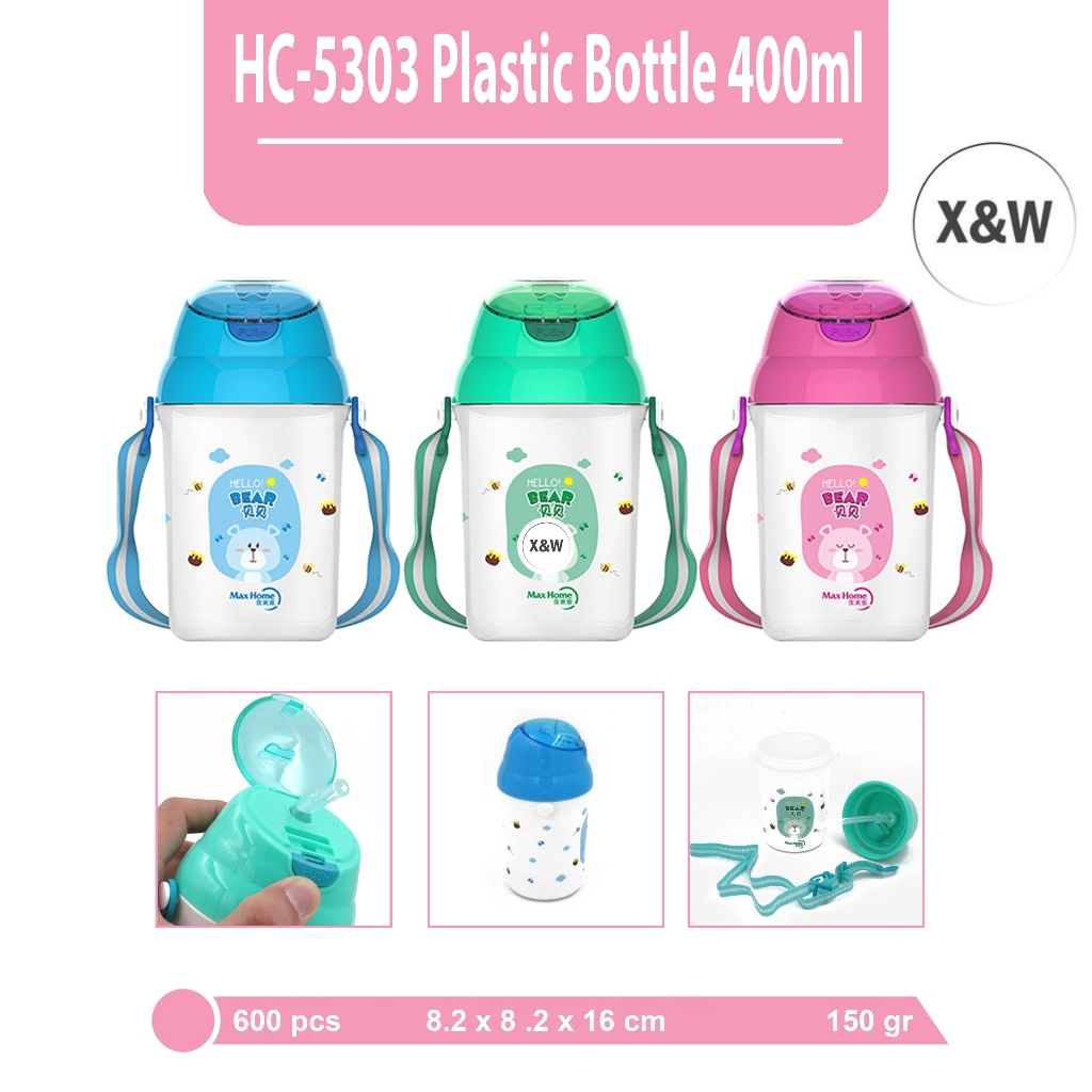 Jual X&W Botol Minum Anak HC-5303 Dilengkapi Tali Panjang 400ML | Shopee Indonesia
