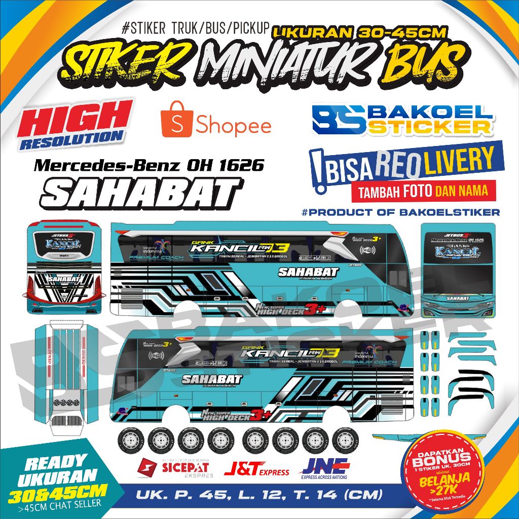 Jual STIKER MINIATUR BUS PO. SAHABAT PRIMA ABADI | UK. 30 & 45CM ...