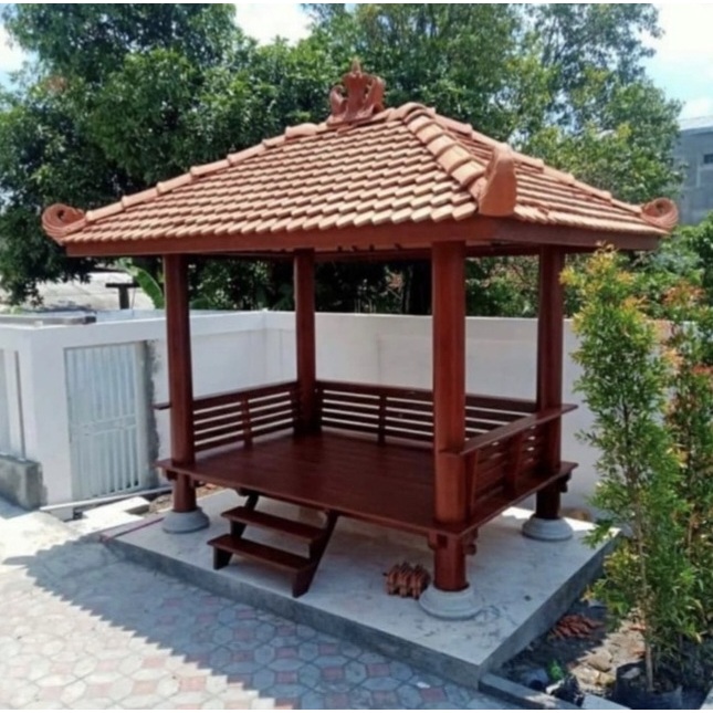Jual Saung Taman Kayu Kelapa Atap Genteng Ukuran 300x200 CM, Gasebo ...