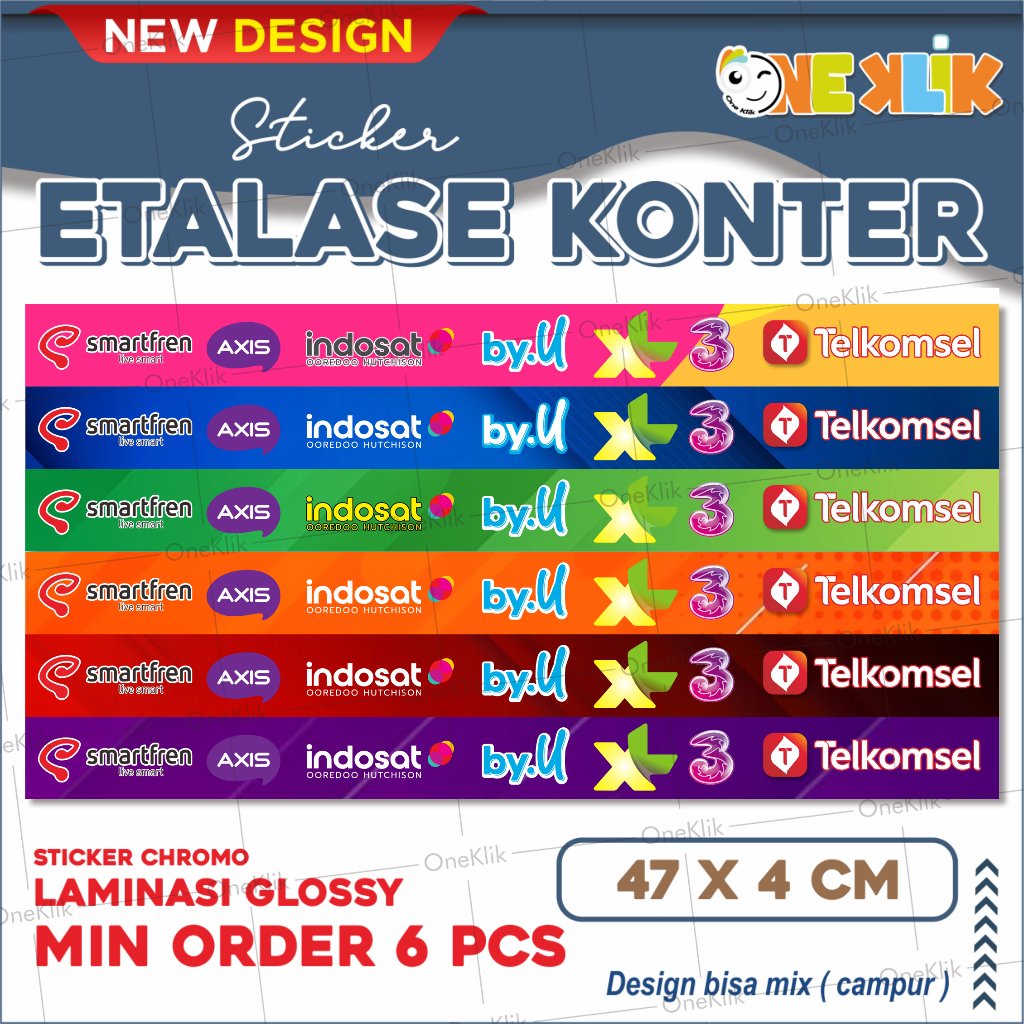 Jual Sticker Etalase Konter / Stiker counter all provider / Sticker ...