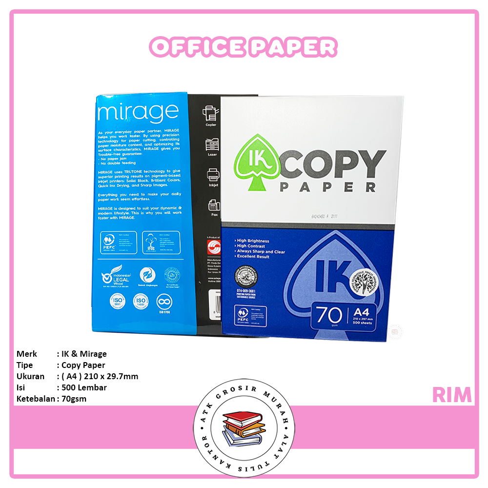 Jual Multi Brand Kertas Foto Copy A4 70 Gr Paper Print - Rim | Shopee ...