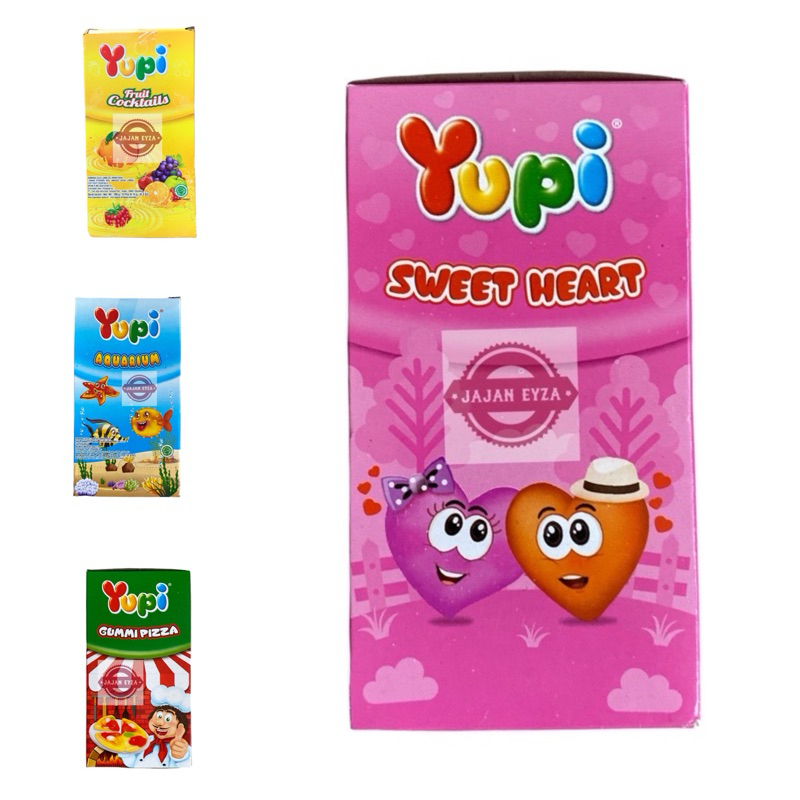 Jual permen yupi | sweet heart | aquarium | gummy pizza | - 1 box isi ...