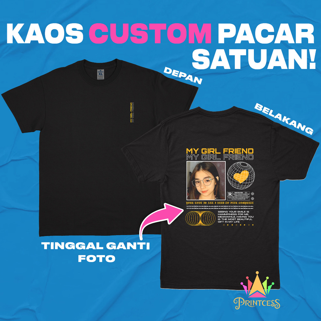 Jual Kaos Custom Satuan Pacar Couple Satuan Template ZC Cotton 24s Combed 100% Sablon DTF ...