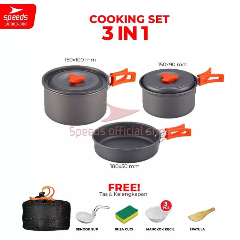 Jual SPEEDS Alat masak camping set mini nesting cooking set 3In1 003 ...