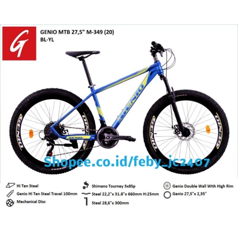 Jual Sepeda Gunung Mtb Genio 26 inch M 341 27,5 inch M 349 8 speed | Shopee Indonesia