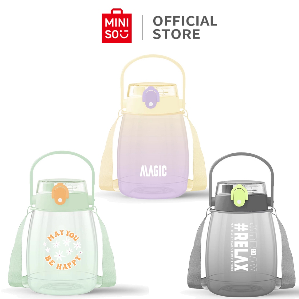 Jual Miniso Large Capacity Strap Double Drink Plastic Cup 1300mL Easy ...