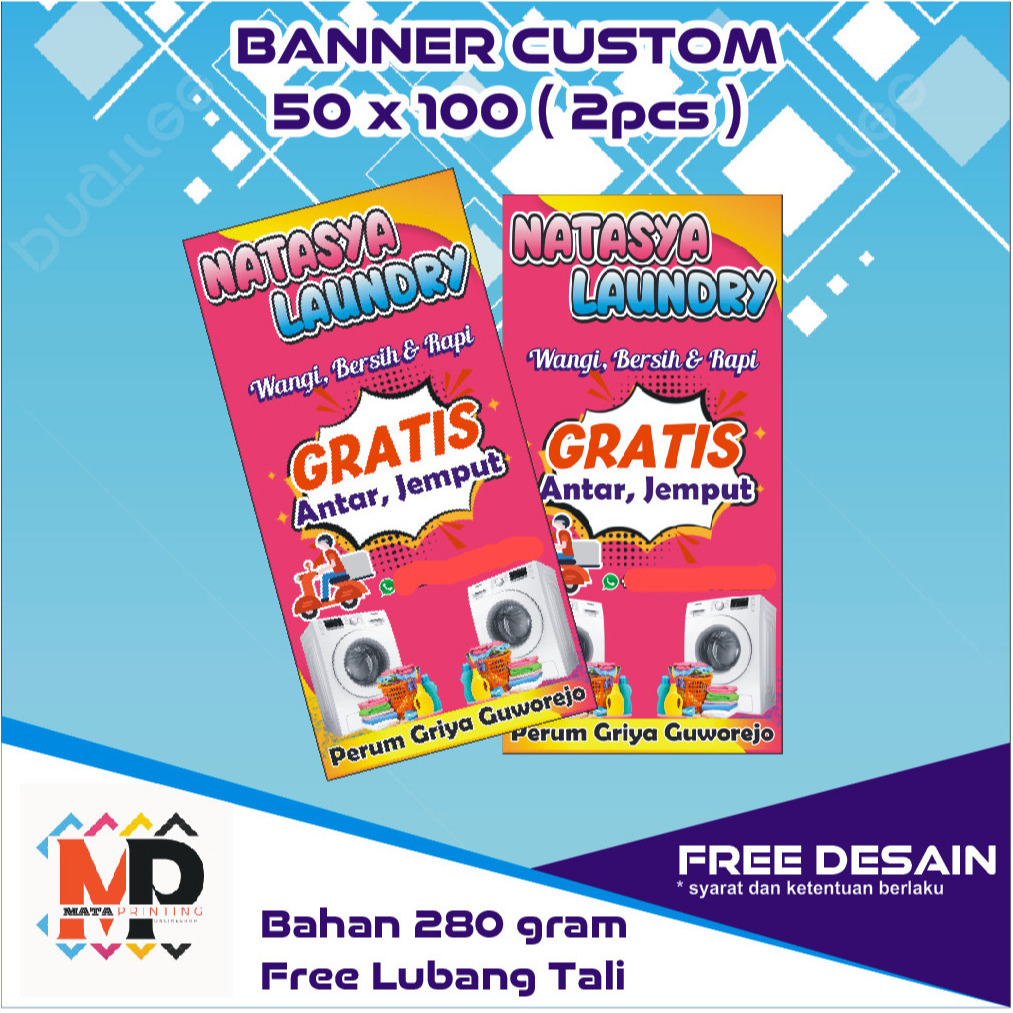 Jual MMT | BANNER LAUNDRY | BANNER CUCI MOTOR | 100 x 50 | Shopee Indonesia